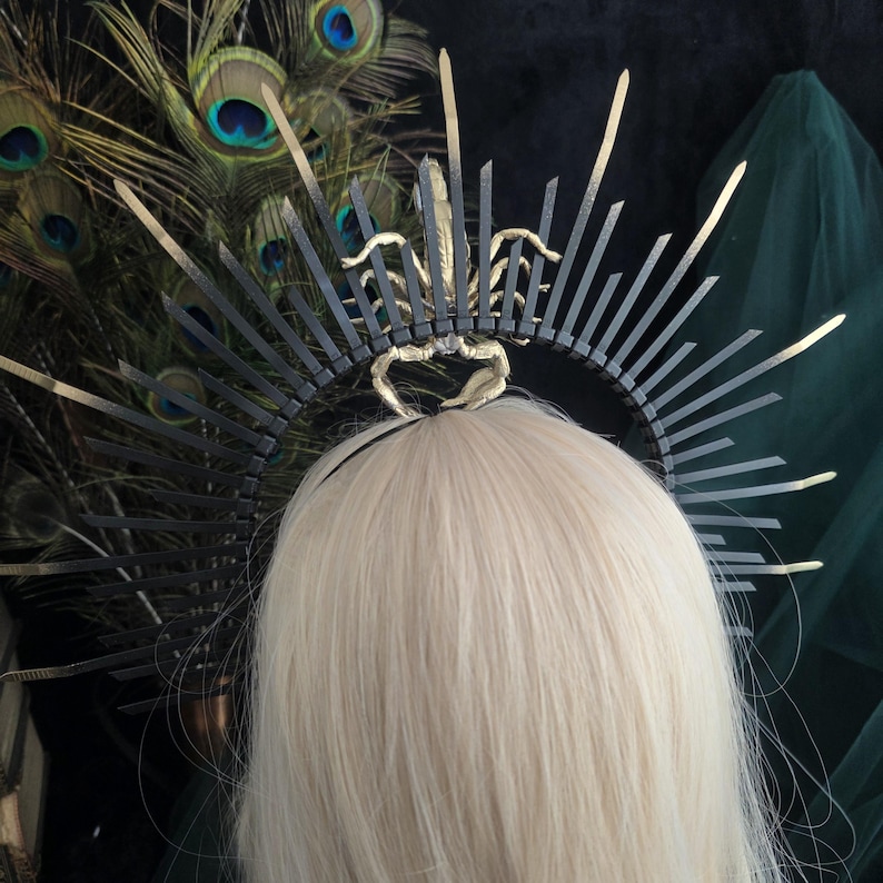 Scorpion Halo Crown, Black Gold Sunburst Headpiece - Etsy