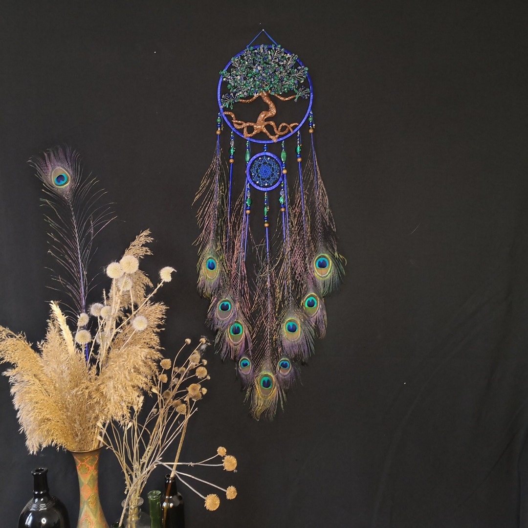 Crystal Tree of Life, Wire Wrapped Blue Tree of Life Dream Catcher Wall ...
