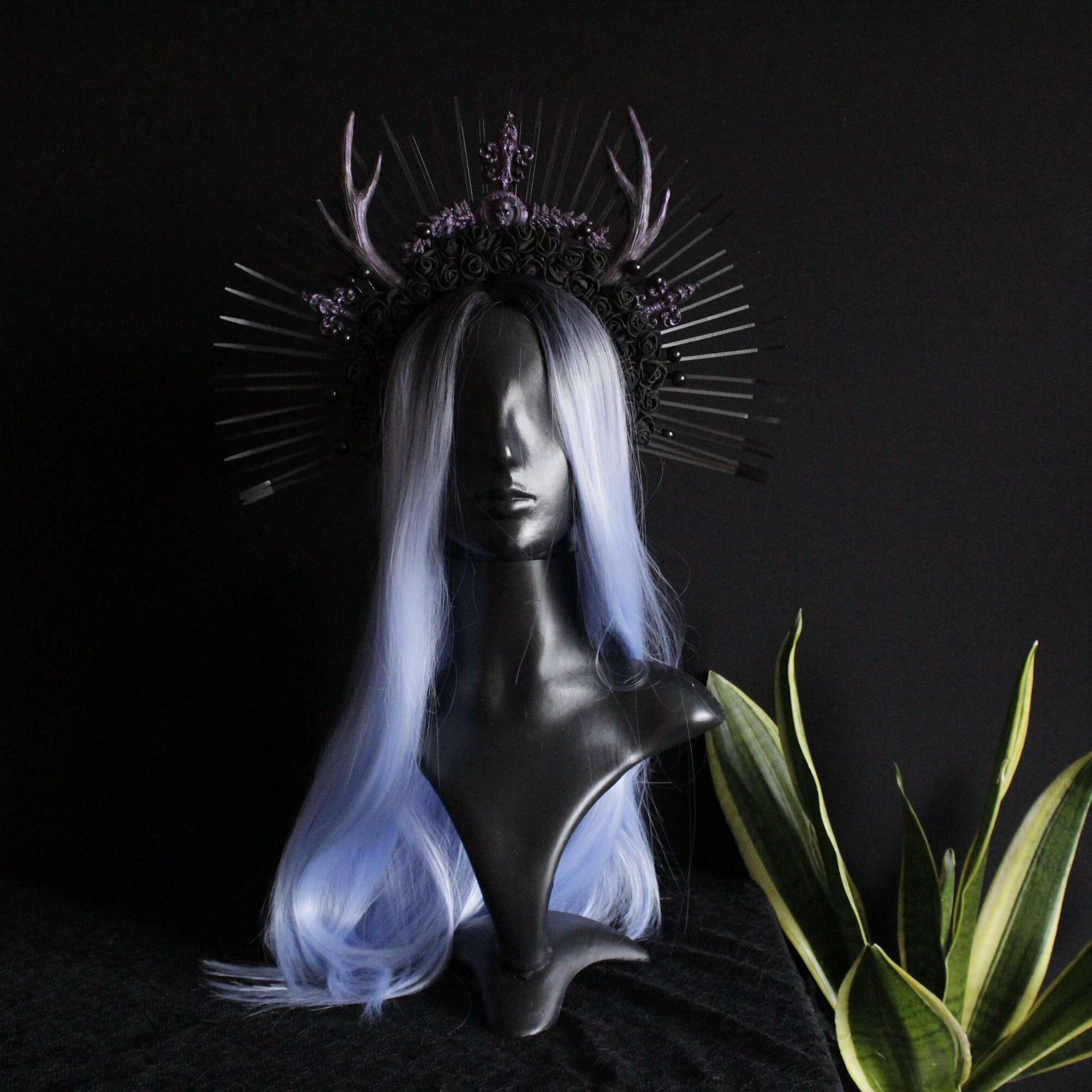 Black Horns Crown, Black Horn Flowers Nymph Horn Headdress Antlers ...