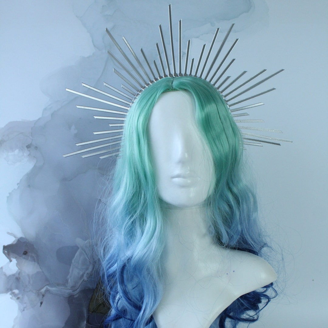 Silver Sun Ray Halo Crown, Boho Wedding Headpiece (15 Cm) - Etsy