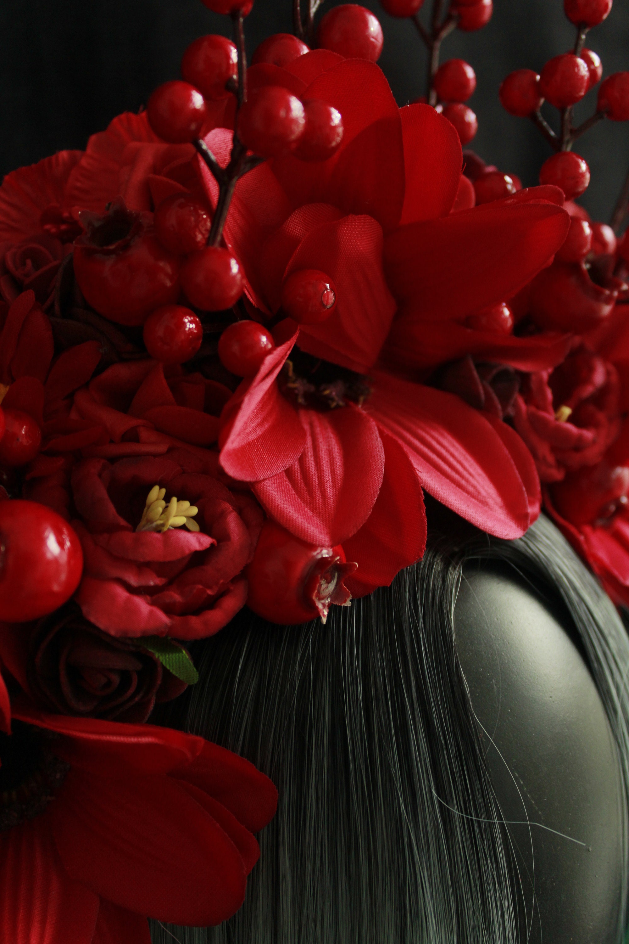 Red Folklore Ukrainian Wreath, Red Halo Crown, Halo Crown Headpiece ...