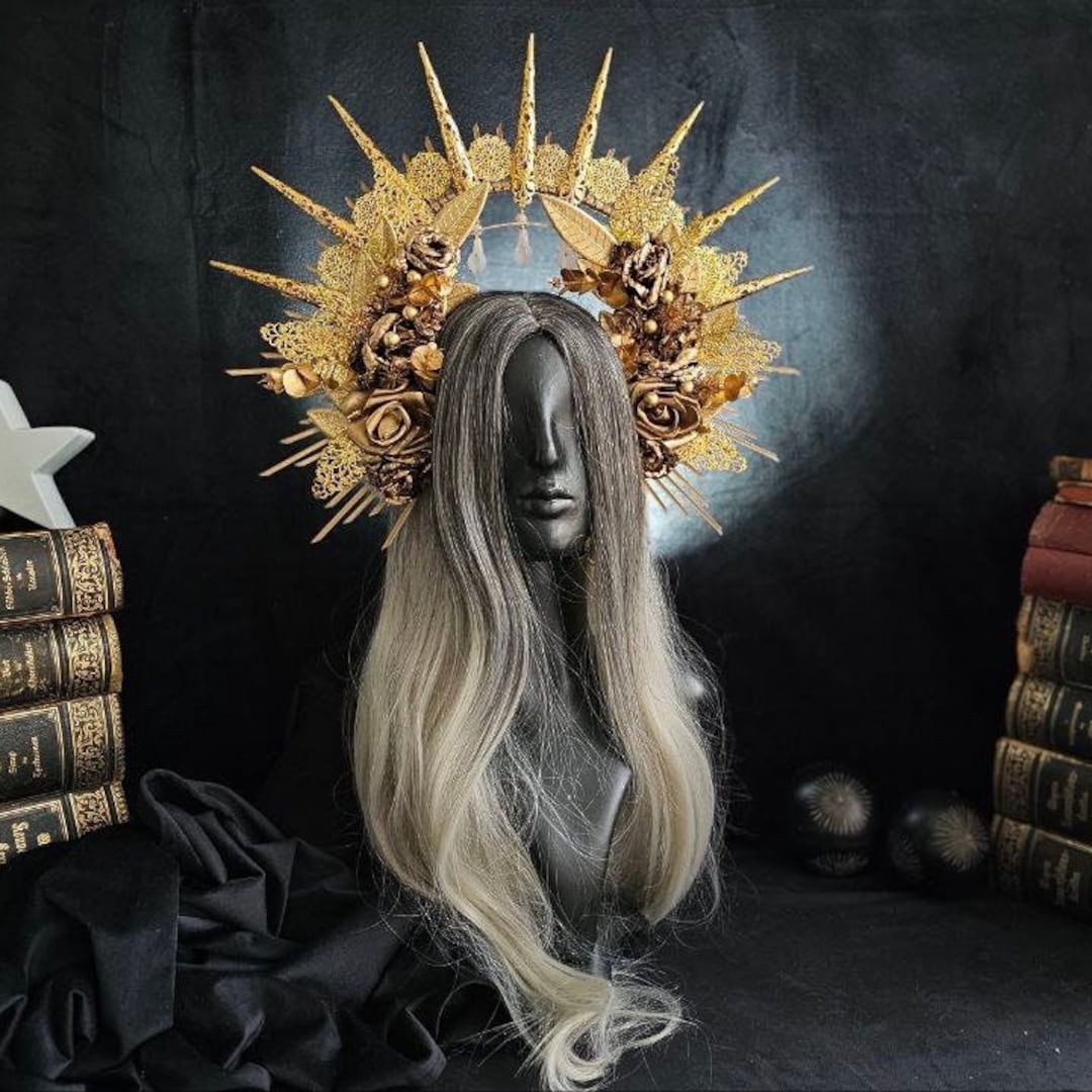 Gold Halo Crown, Sun Halo Crown, Bridal Gold Crown, Halo Headband ...