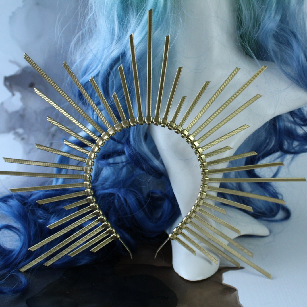 Gold Sun Ray Halo Crown Headband, Boho Wedding Tiara (15cm) - Etsy