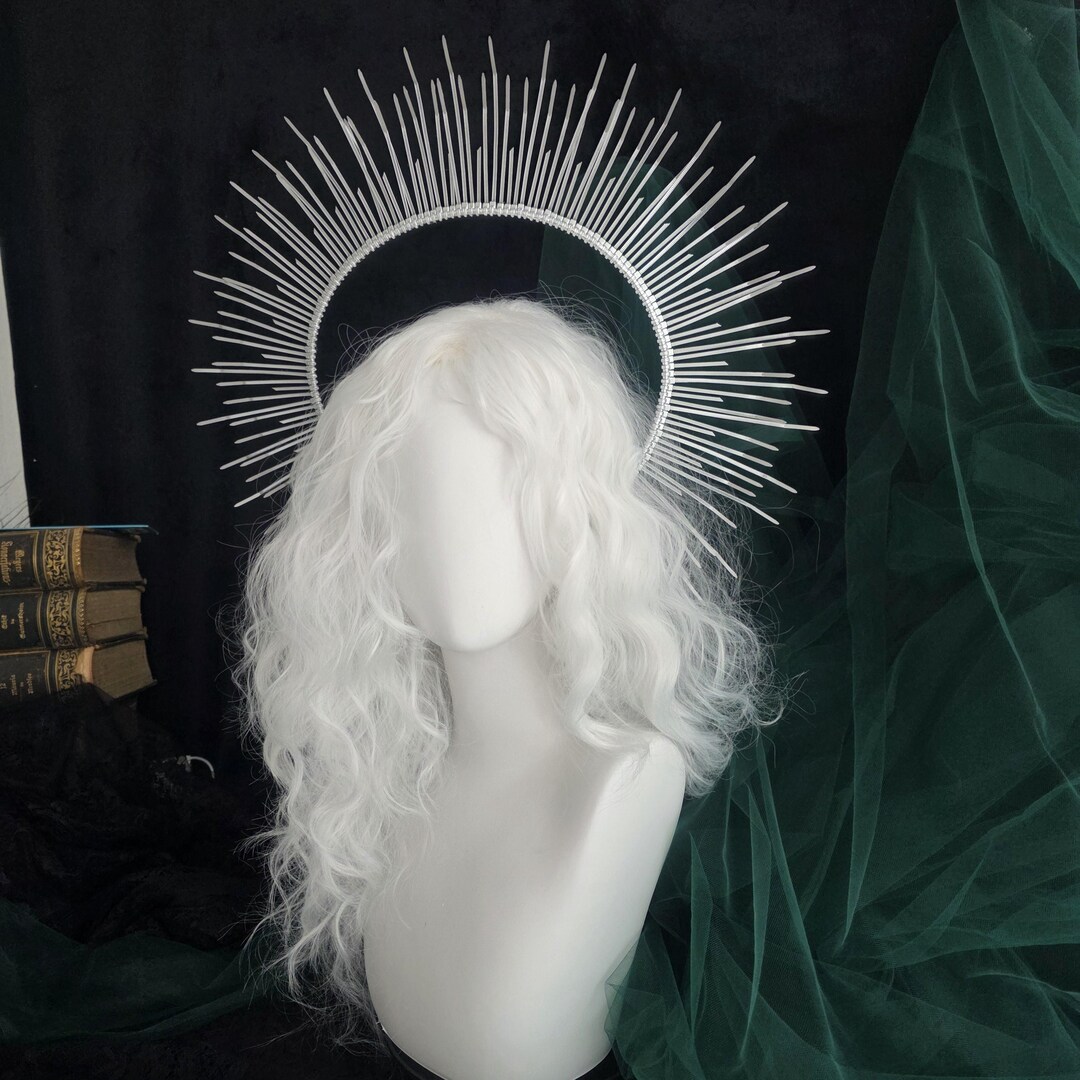 Silver Sun Ray Halo Crown, Goddess Headpiece - Etsy