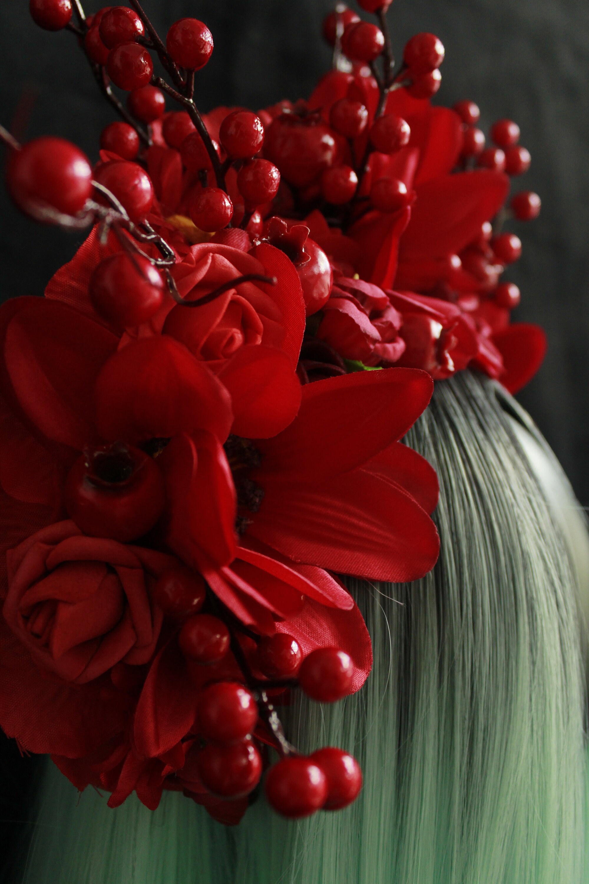 Red Folklore Ukrainian Wreath, Red Halo Crown, Halo Crown Headpiece ...