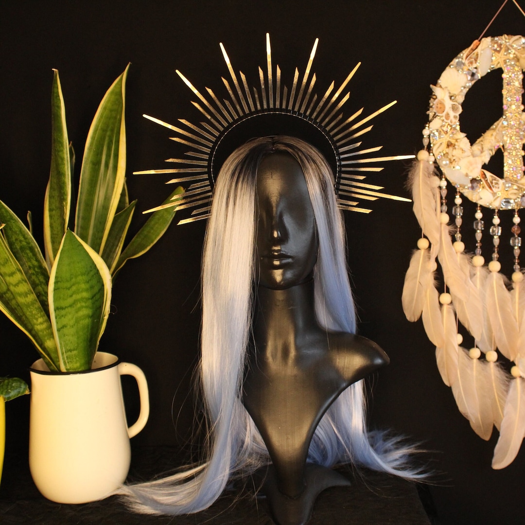 Black Gold Halo Crown, Halo Crown Headpiece, Halo Sun Burst Crown ...