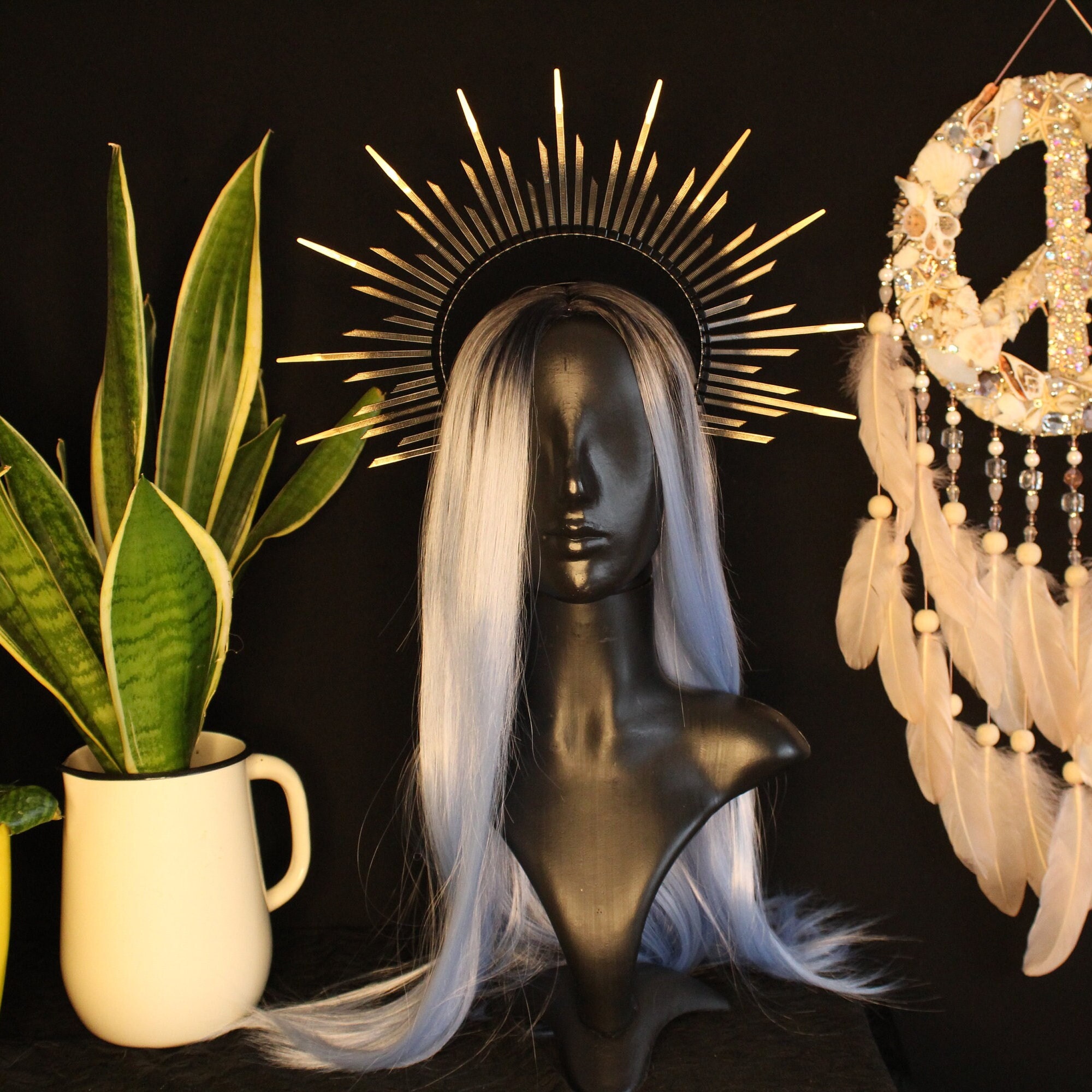 Golden Sunburst Crown Headband - Celestial Halo Headpiece - Festival ...