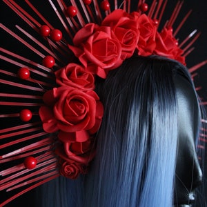 Red Halo Crown, Halo Crown Headpiece, Halo Sun Burst Crown, Large Halo ...