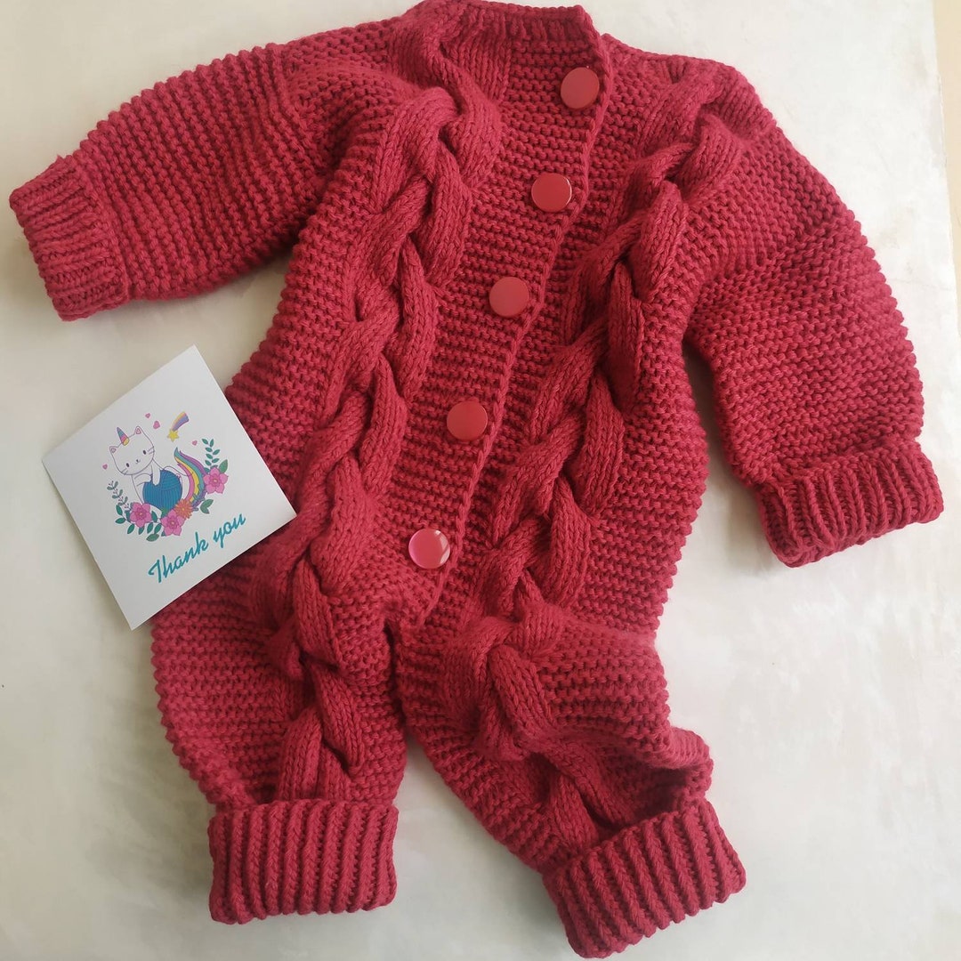Hand Knitted Overall for Baby Girl. Homemade Infant Overalls. Baby ...