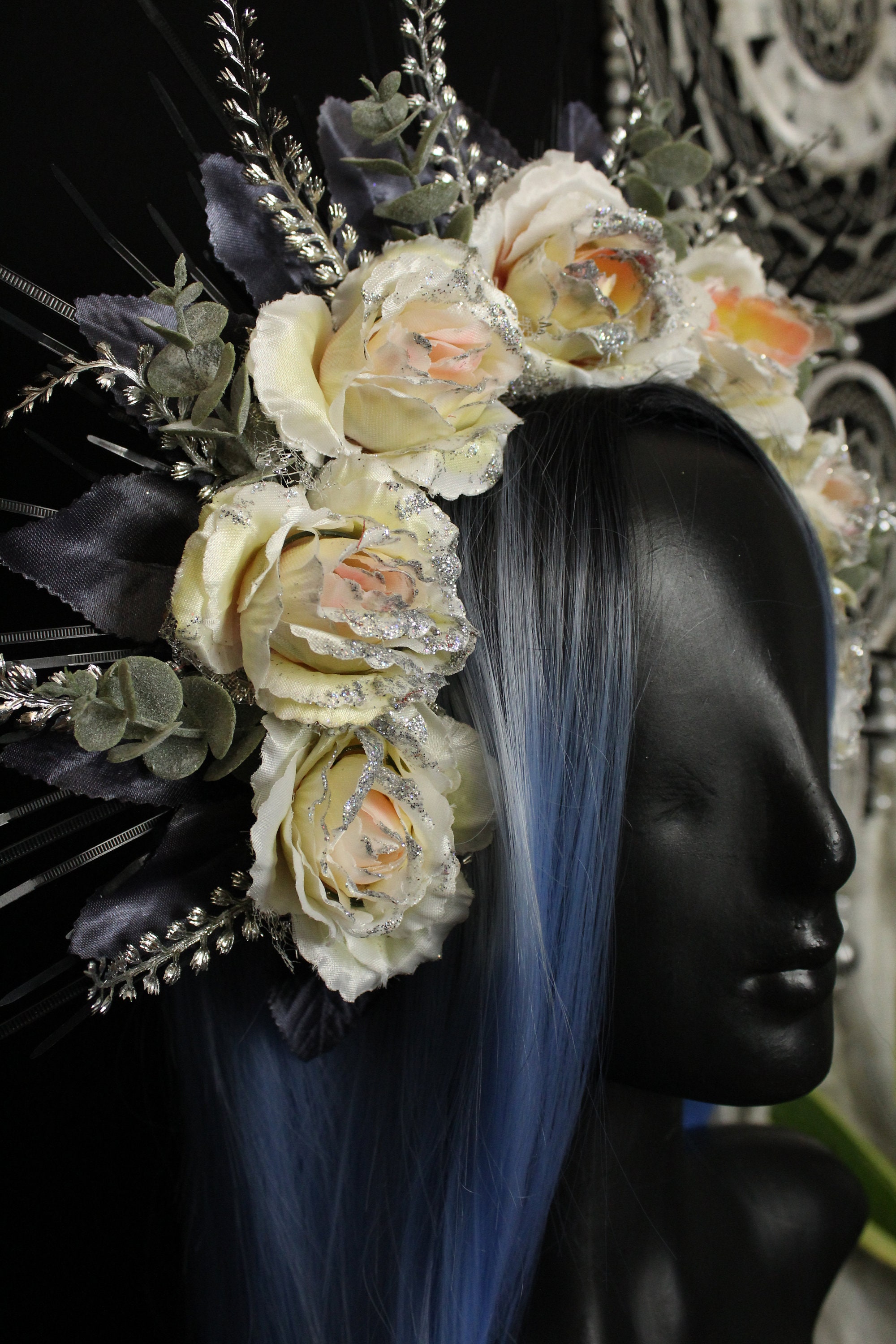 Black Halo Crown, Halo Crown Headpiece, Halo Sun Burst Crown, Large ...