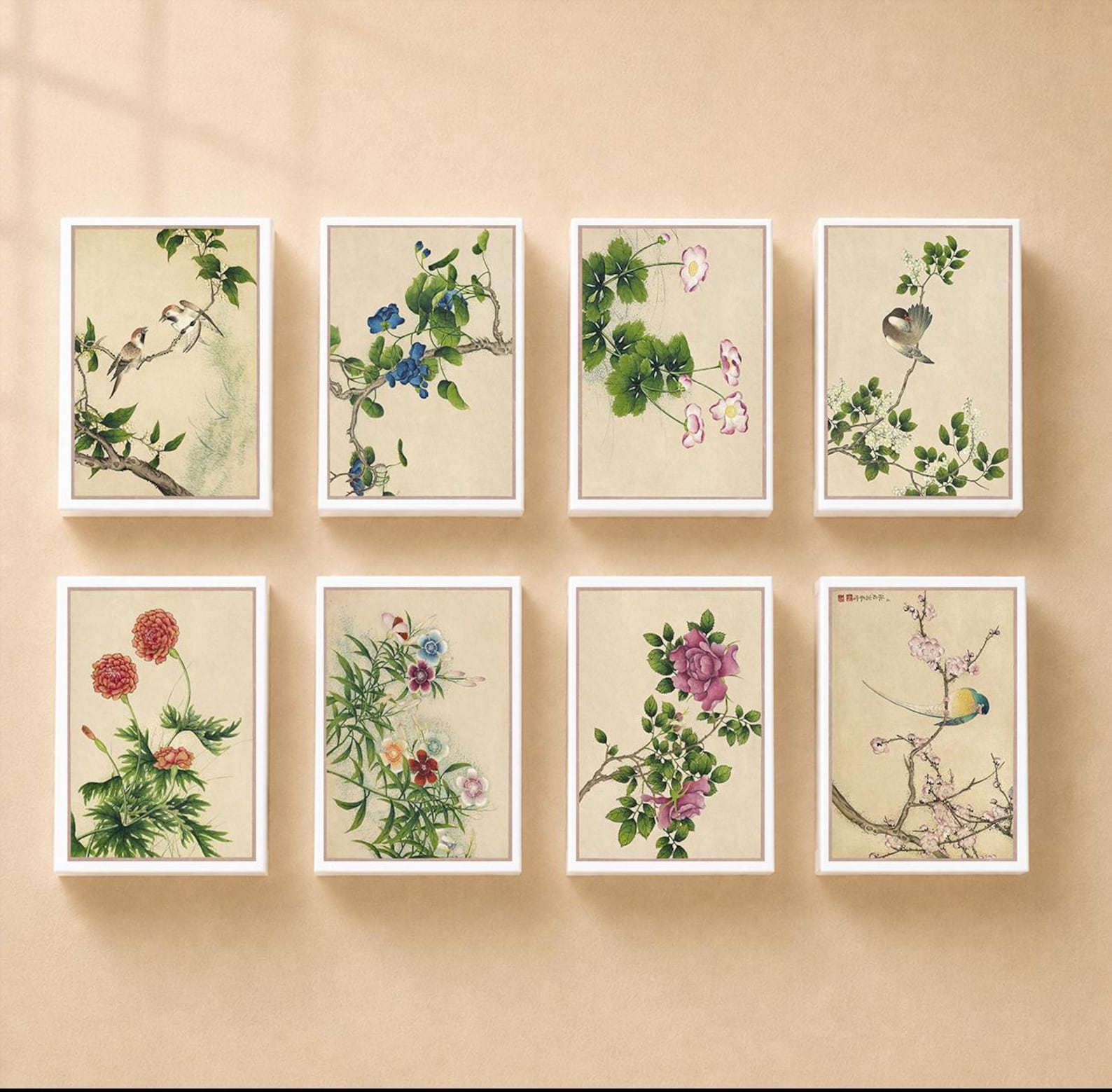 Set of 8 Matchboxes Vintage Style Floral Bird Matchbox Set, Botanical ...