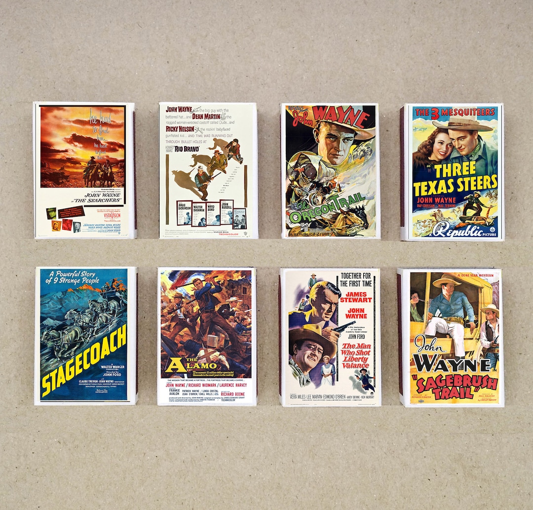 Set of 8 MATCHBOX Vintage JOHN WAYNE Classic Western Movies Poster ...