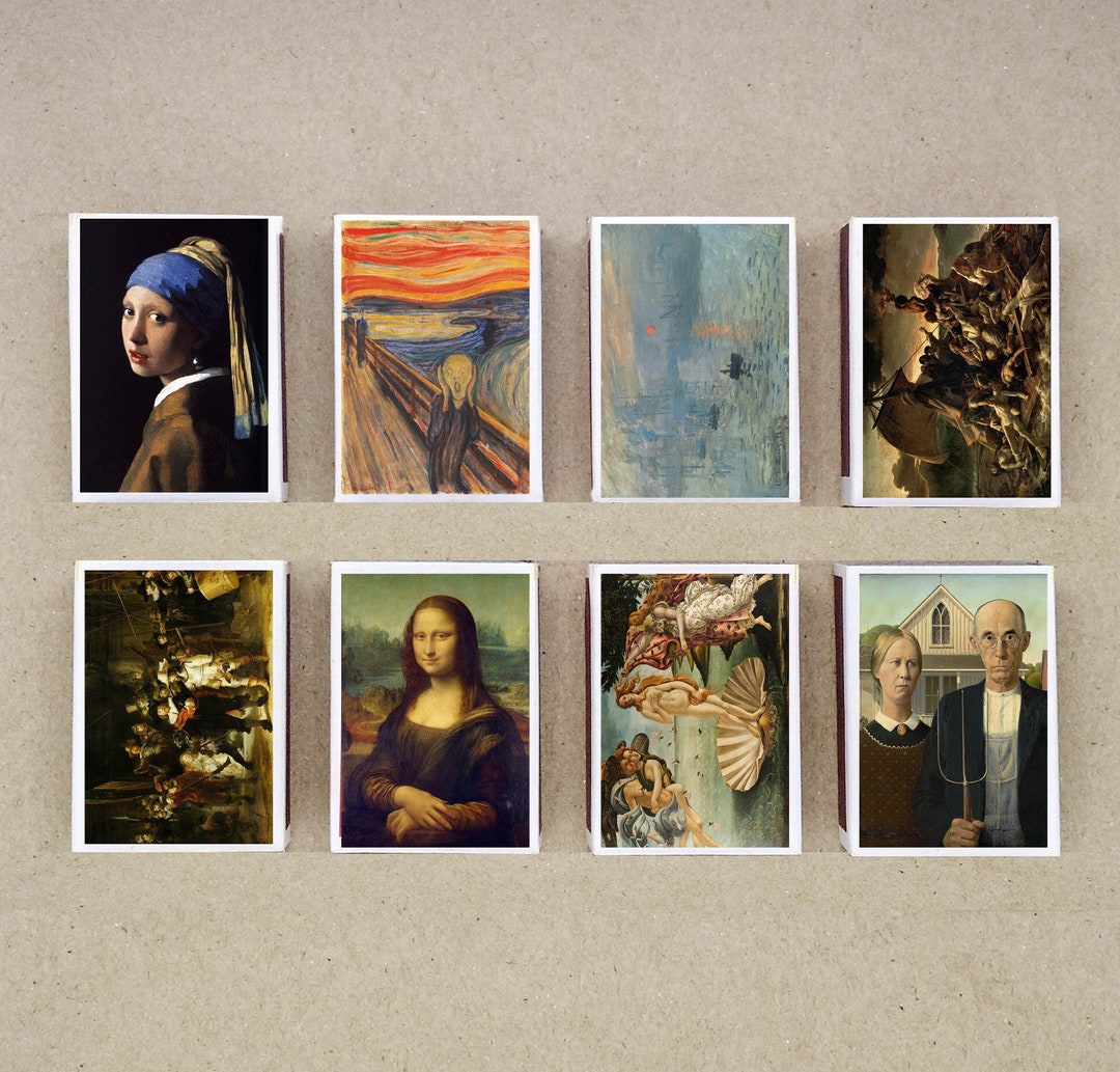 Set of 8 MATCHBOX Various Famous Painting Art Paint Printing Old ...