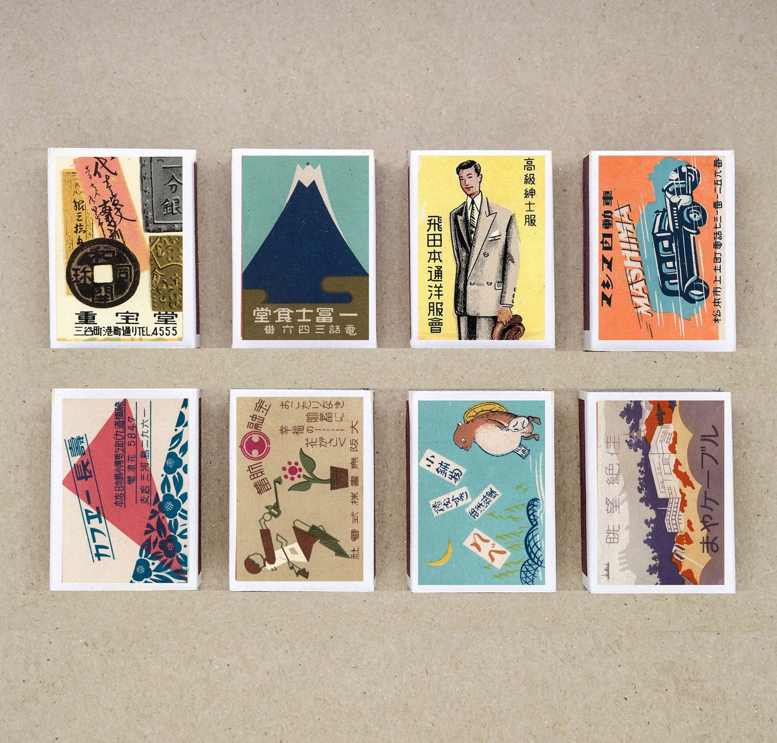 Set of 8 MATCHBOX of Japanese Various Ads Vintage Set 2 Style - Etsy