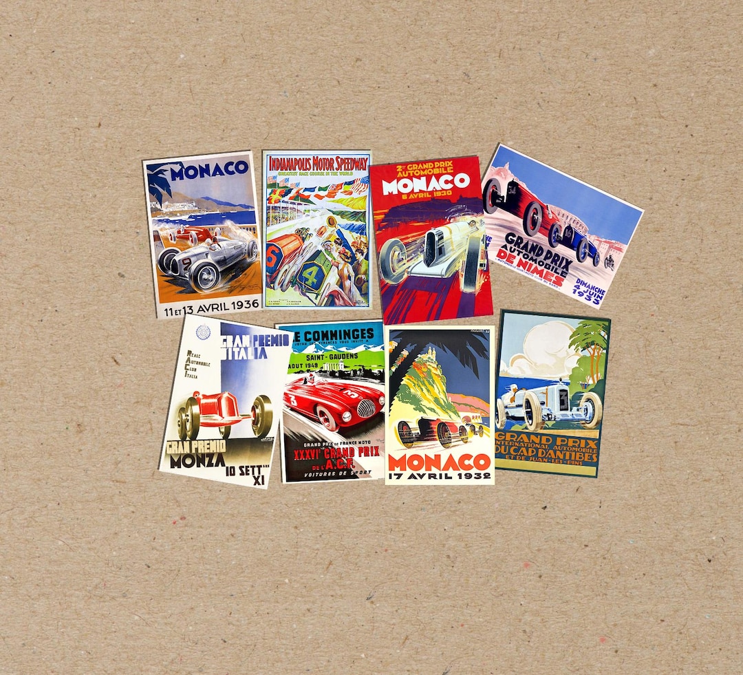 Vintage Racing Car Poster Set: Monaco Style Prints, A6/A5 - Etsy