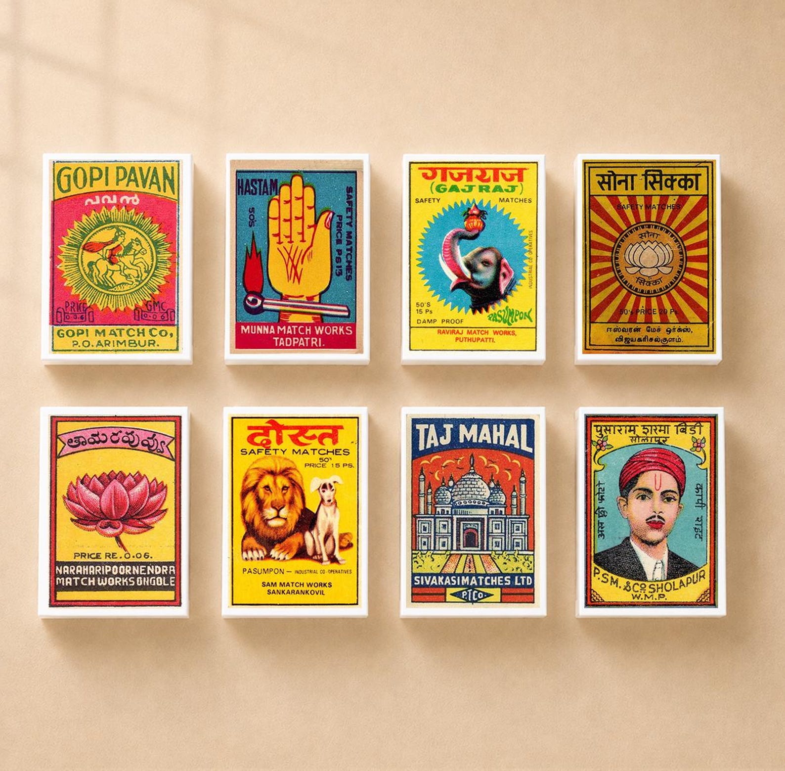 Vintage Style Indian Matchbox Set, Customizable Designs (set of 8) - Etsy