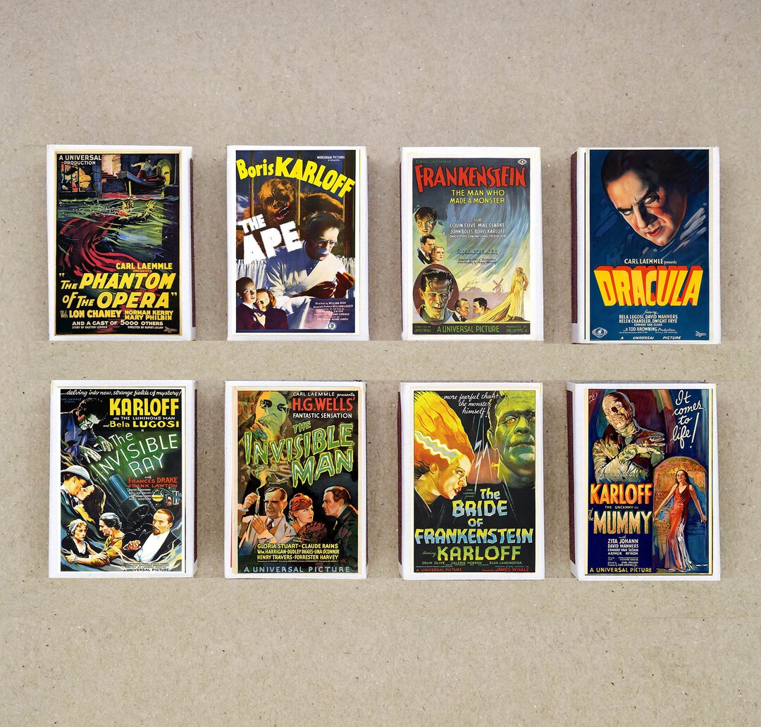 Set of 8 MATCHBOX Classic Universal MONSTER Movies Poster Dracula ...