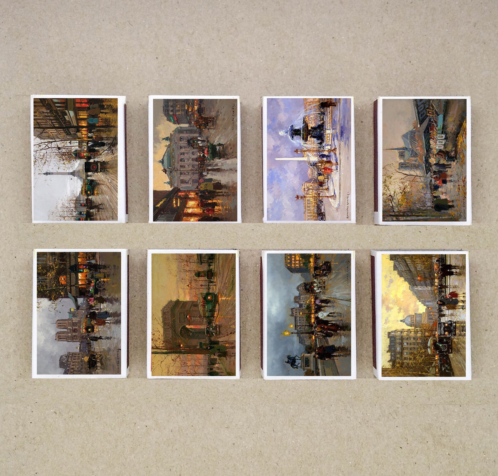 Set of 8 MATCHBOX Painting of Édouard Cortès PARIS 1900 Street - Etsy