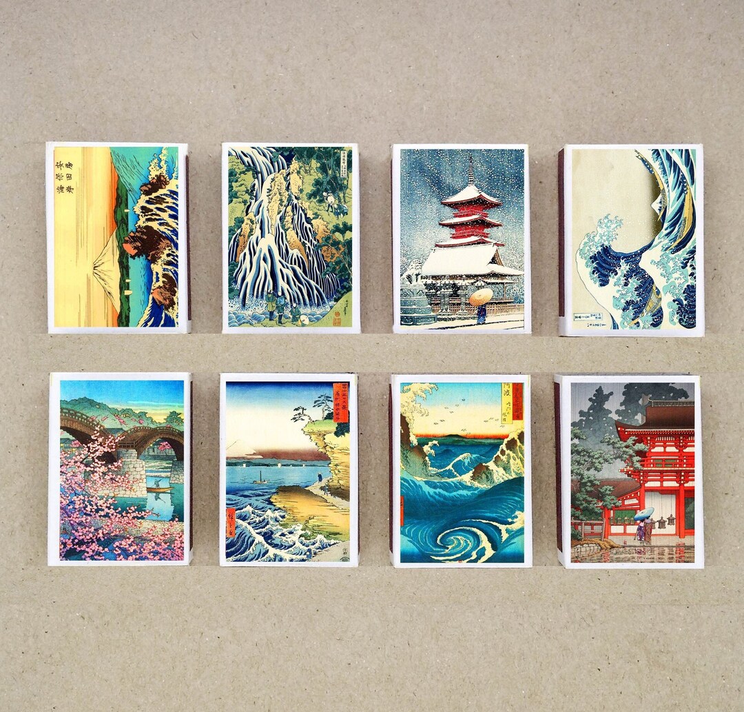 Set of 8 MATCHBOX Various JAPANESE PRINT Vintage Style Printing Old ...