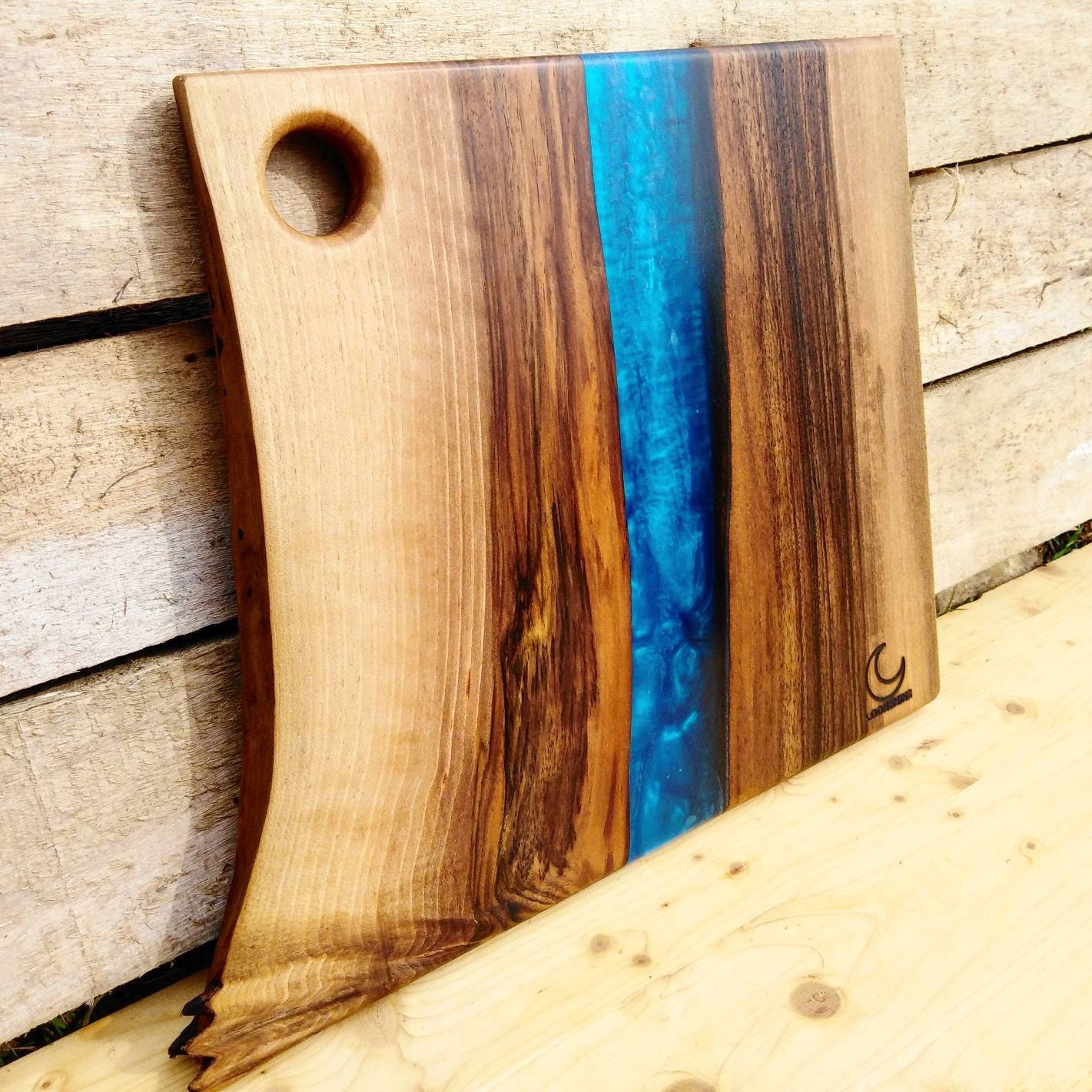 Home Décor Decorative Trays Unique Blue Handmade Resin Board with Lace ...