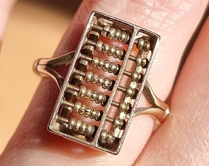 Vintage 14k Gold Abacus Ring | Moving Beads - Etsy