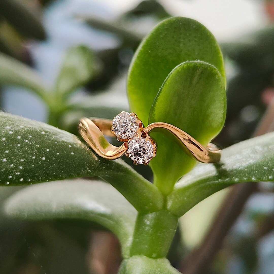 Vintage 18ct Gold Old Cut Diamond Crossover Ring | Hallmarked ...