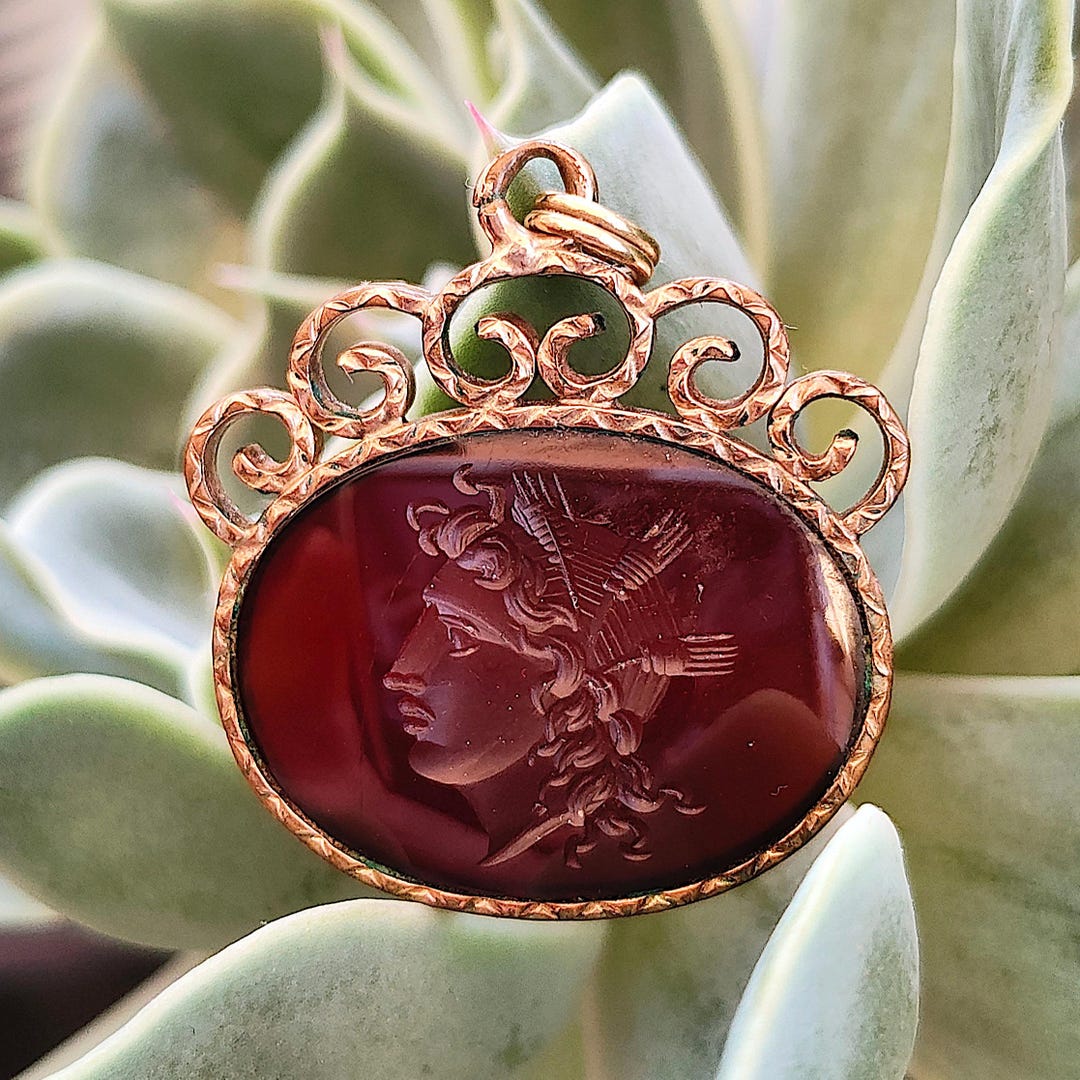 Antique Carnelian Intaglio Male Portrait Pendant - Etsy