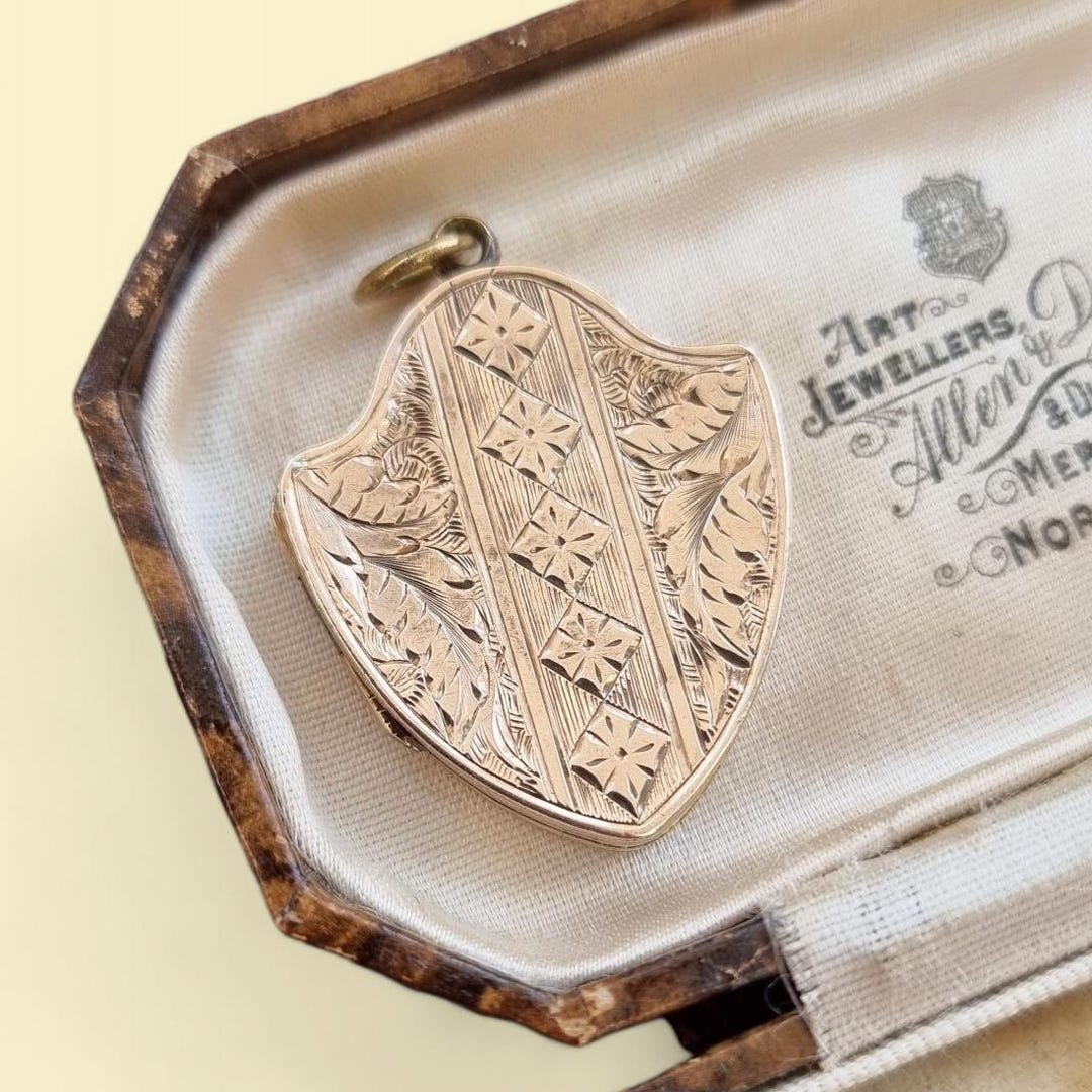 Victorian 9ct Gold Back & Front Engraved Shield Locket - Etsy