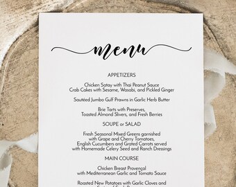 5x7 Menu Template | Etsy