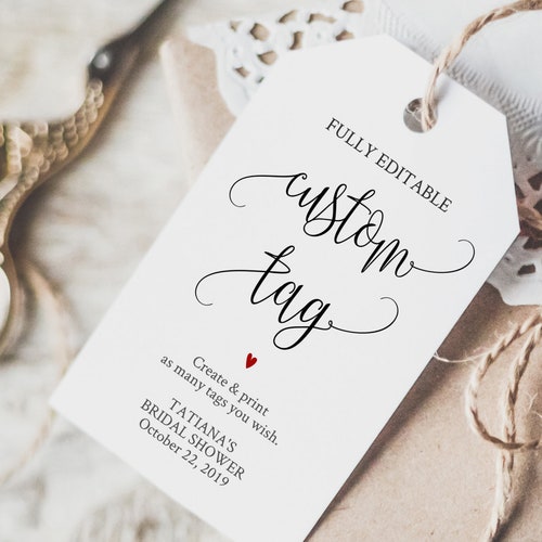 Editable Tags Instant Download Calligraphy Custom Tag - Etsy