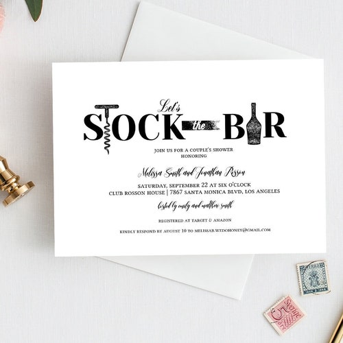 Stock the Bar Engagement Party Invitation Modern Stock the - Etsy