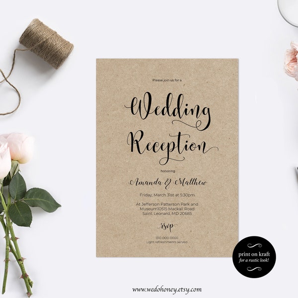 Reception Only Invitation - Etsy UK