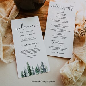 Pine Wedding Program Template Rustic Mountain Forest Program - Etsy
