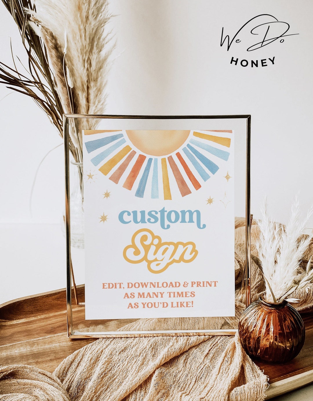 Editable Sunshine Custom Sign Template, Here Comes the Sun Table Decor ...