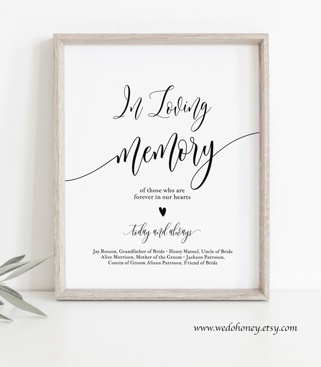 In Loving Memory Wedding Sign Printable, Simple and Modern Wedding ...