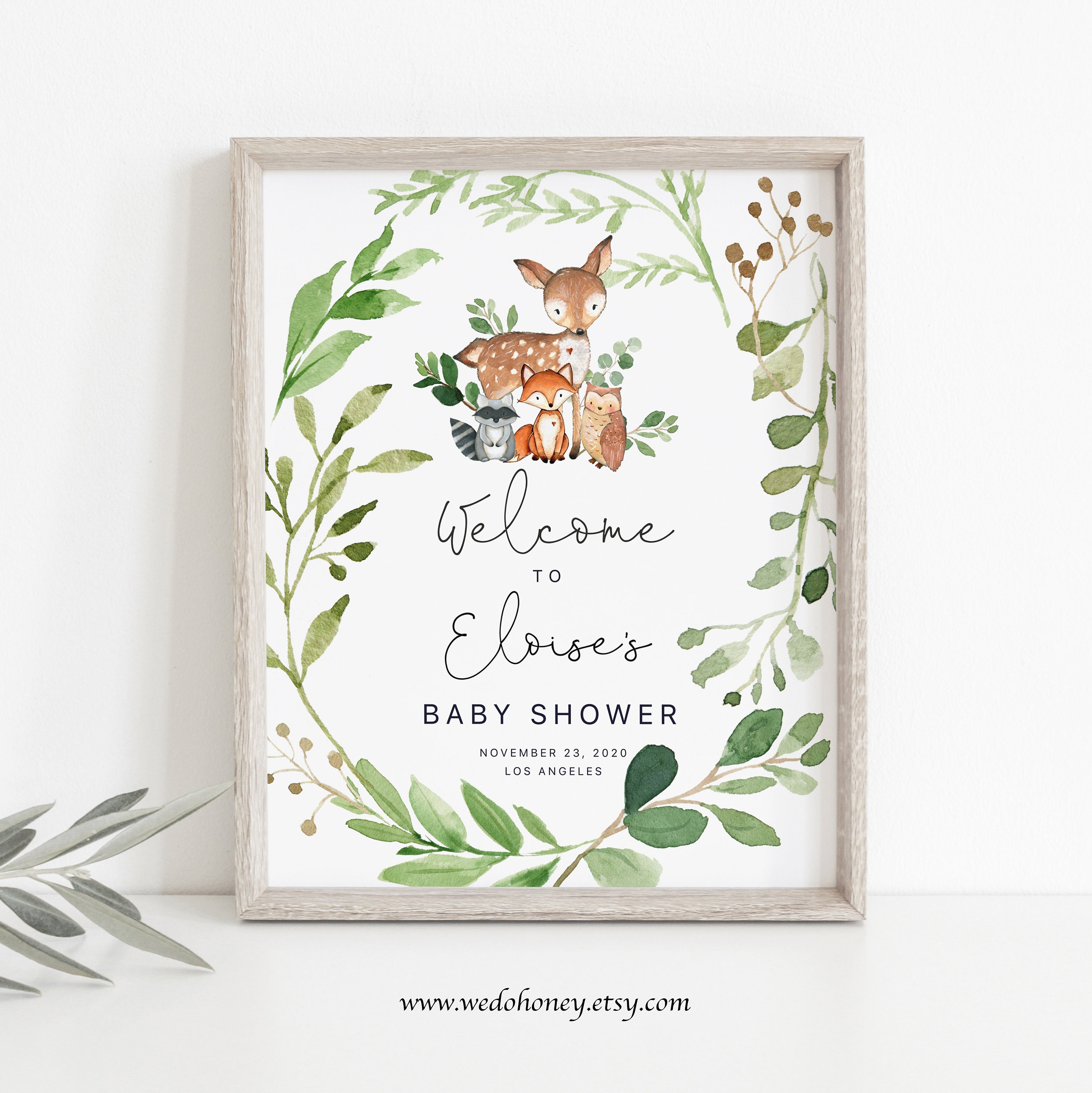 Party Décor Baby Animals Forest Animals 8 x 10 sign Editable Woodland ...