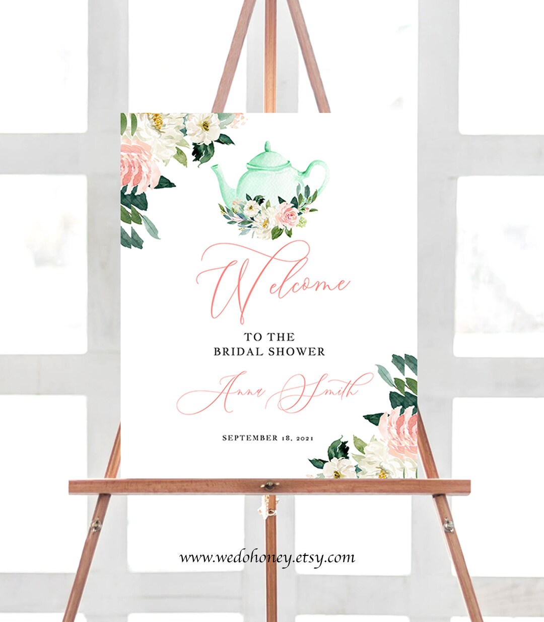 Tea Party Welcome Sign Template Bridal Tea Shower Welcome - Etsy