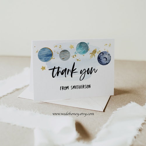SPACE Thank You Card Instant Download Space Baby Shower - Etsy