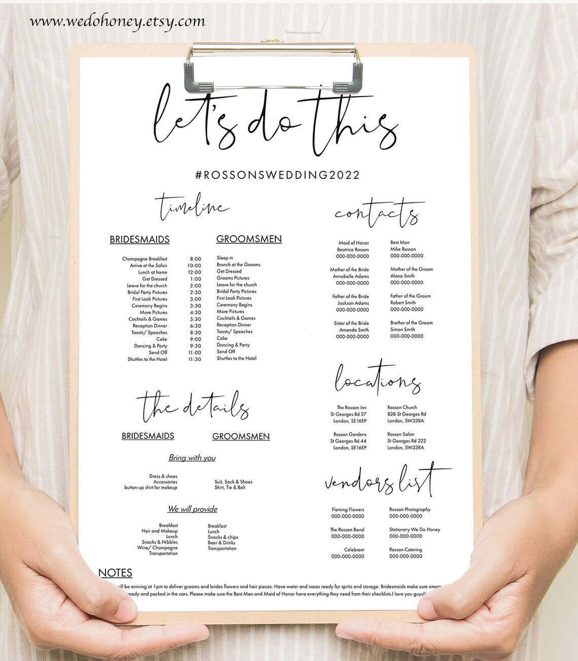 Minimal Wedding Day Timeline Template Simple Wedding - Etsy