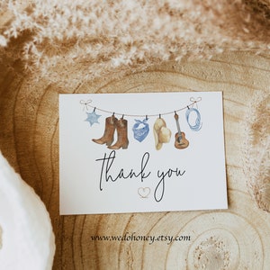 Western Cowboy Thank You Folded Card Printable, Cowboy Baby Shower ...