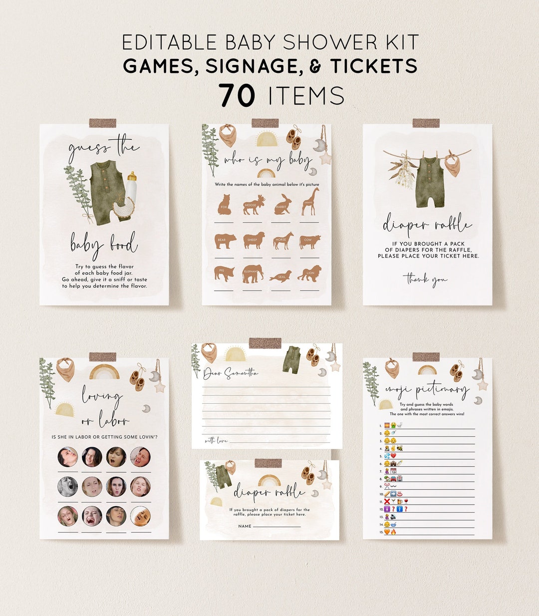 Boho Nursery Baby Shower Games, Baby Clothes Shower, Boho Baby Game ...