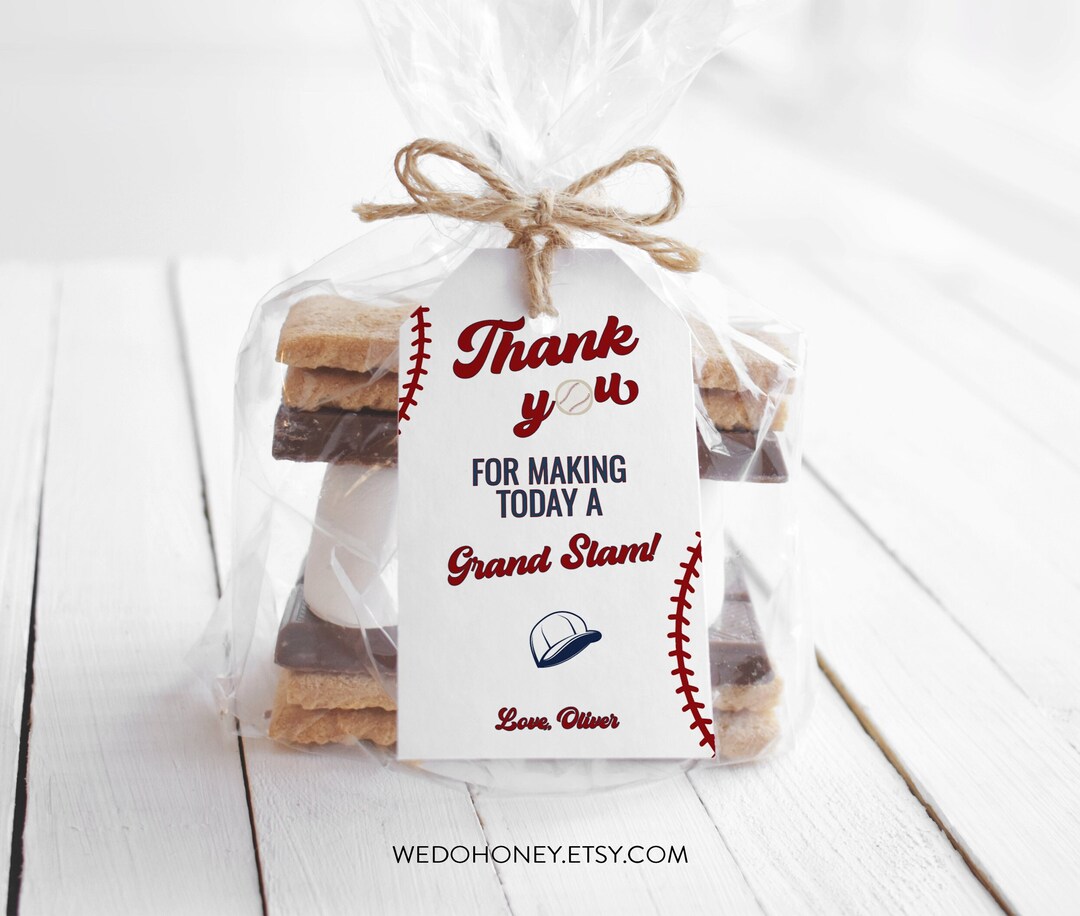 Editable Baseball Thank You Tag, Sports Ball Favor Tags, Rookie of the ...