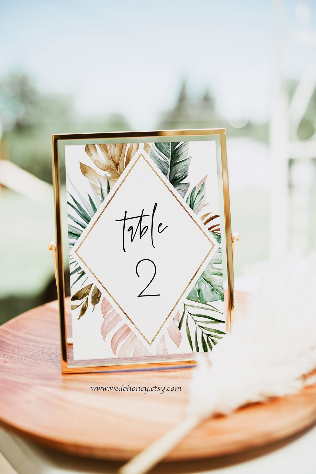 Tropical Table Numbers Template Blush Editable Text Corjl Instant ...
