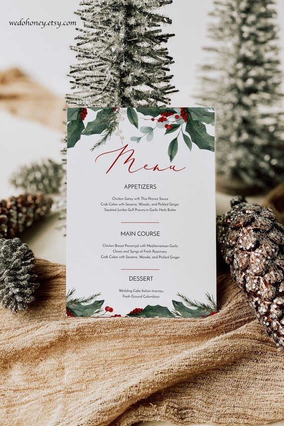 Editable Christmas Menu Template, Holiday Menu Printable, Christmas ...