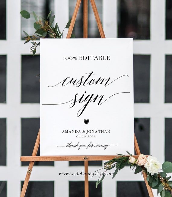 Custom Wedding Welcome Sign Template 18X24'', 20x30", 24x36, Fully ...