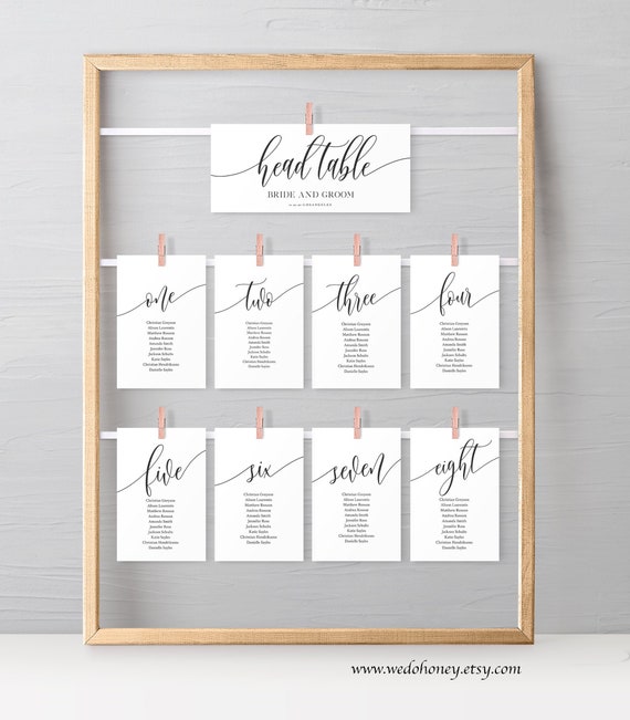 Modern Seating Cards, Calligraphy Table Seating Plan Printable, Find ...