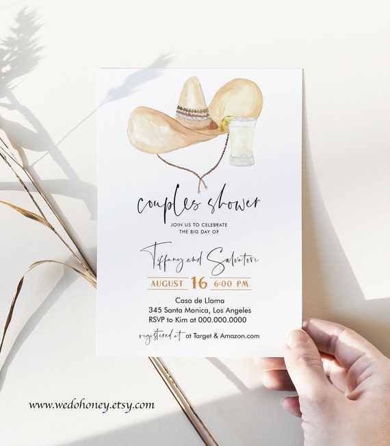 Mexican Couples Shower Invitations Sombrero Invitation Digital Fiesta 