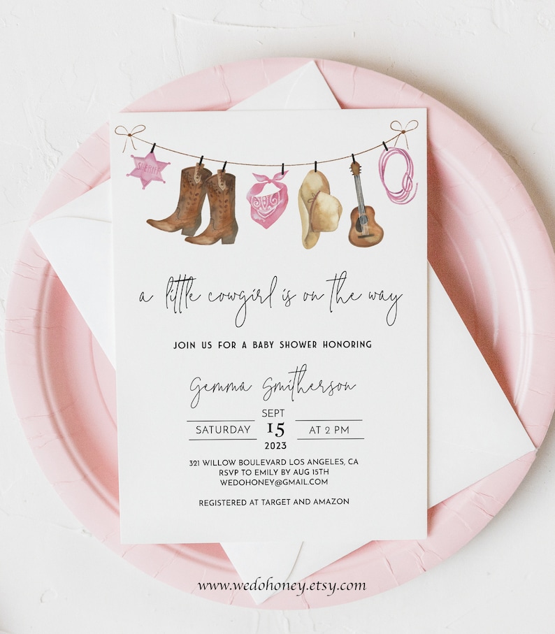 Western Girl Baby Shower Invitation Country Cowgirl Invite - Etsy