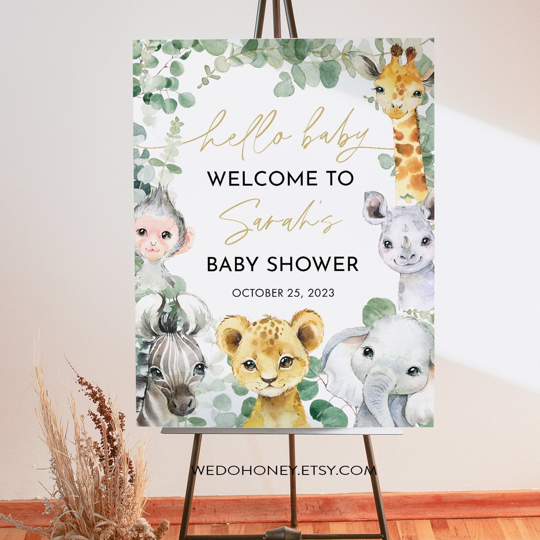 Editable Safari Welcome Baby Shower Sign Printable Jungle - Etsy