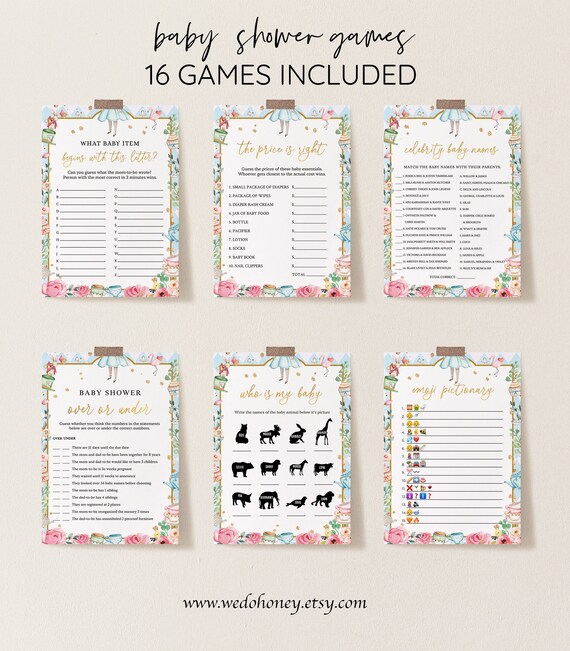 Alice in Wonderland Baby Shower Games, Tea Party Games, Editable Games ...